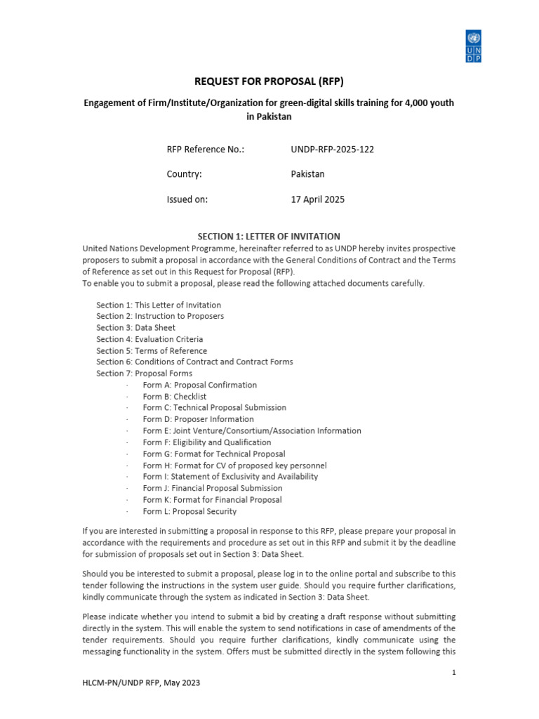 RFP Undp-Rfp-2025-122 | PDF | Joint Venture | Consortium