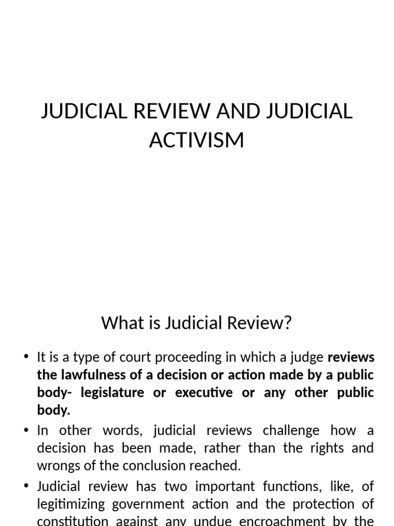 Judicial Review and Judicial Activism | PDF | Judicial Review | Governance