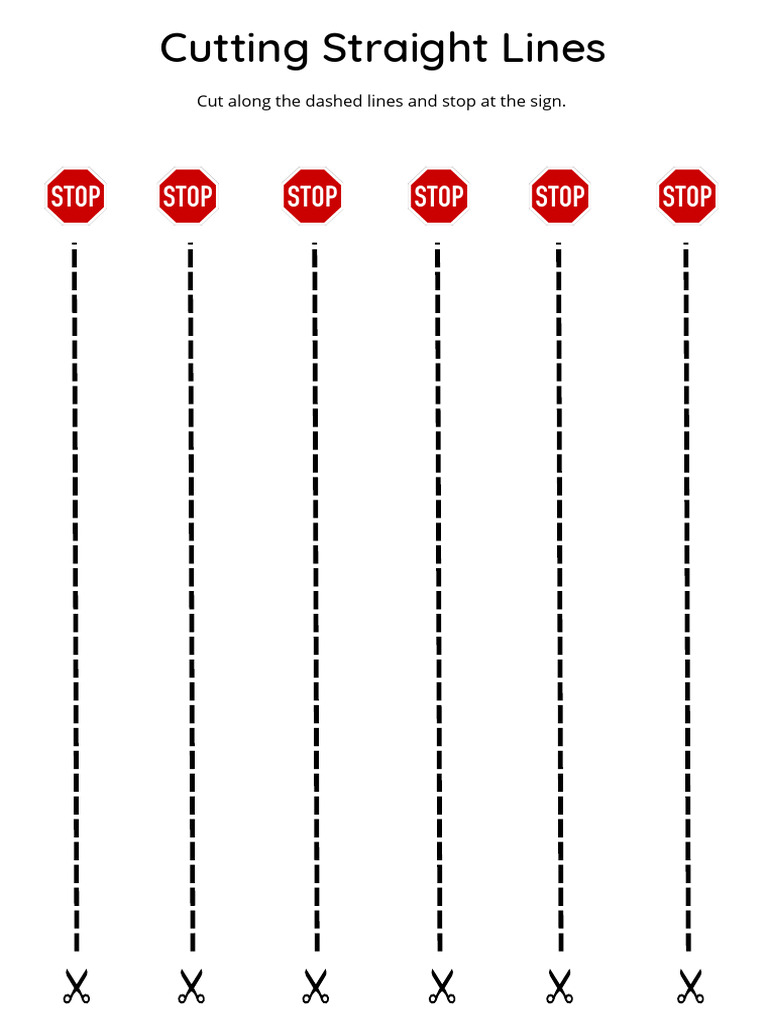Cutting Straight Lines Worksheet | PDF