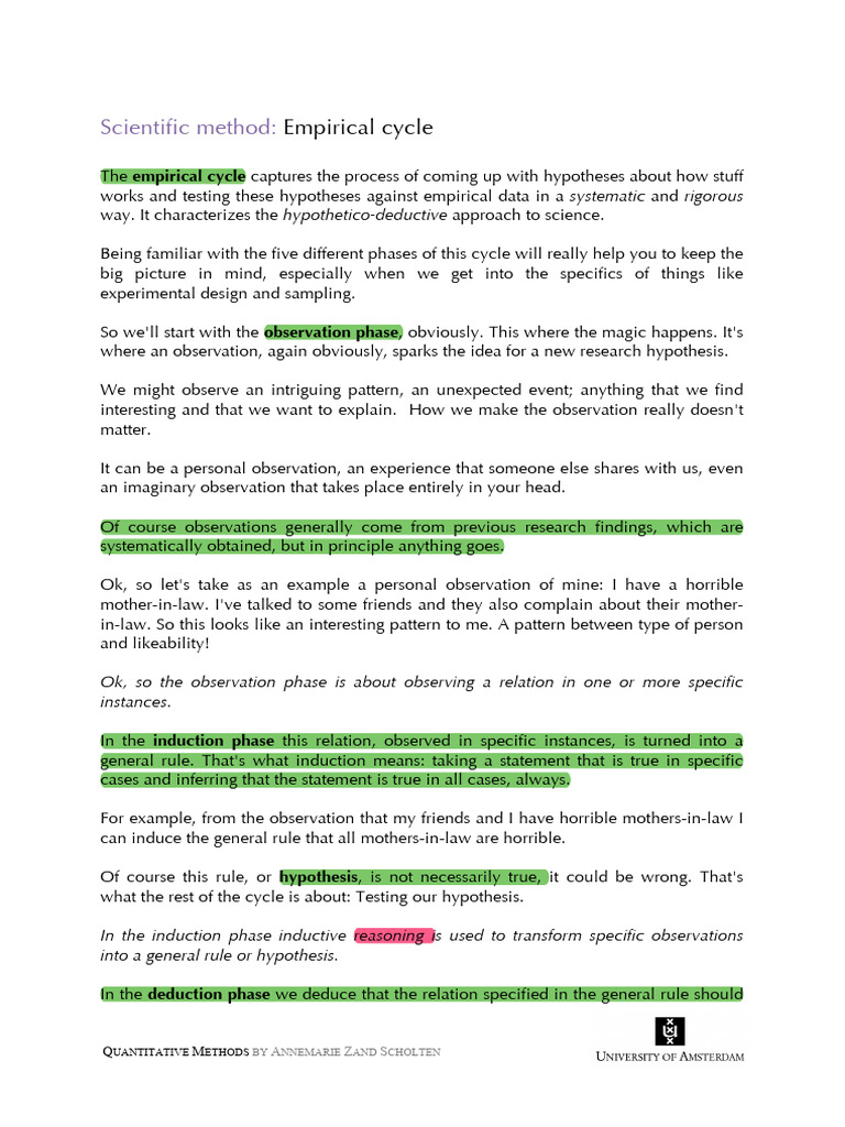 201 Empirical Cycle | PDF | Hypothesis | Statistics