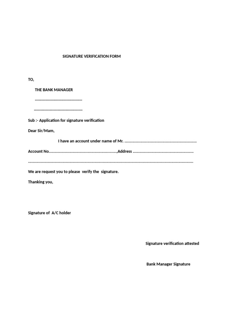 Signature Verification Application Form | PDF