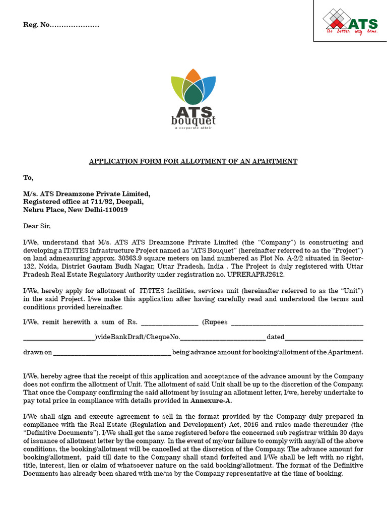 Boquet Application Form RERA | PDF