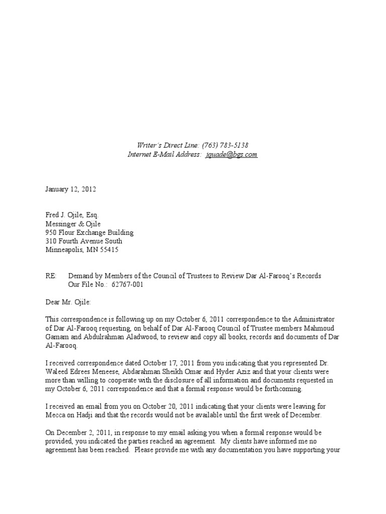 DOCS - 553253-V1-Second Demand Letter To Administrator of Dar Al-Farooq ...