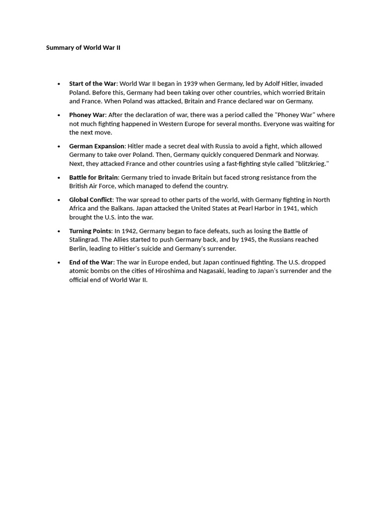 Summary of World War II | PDF