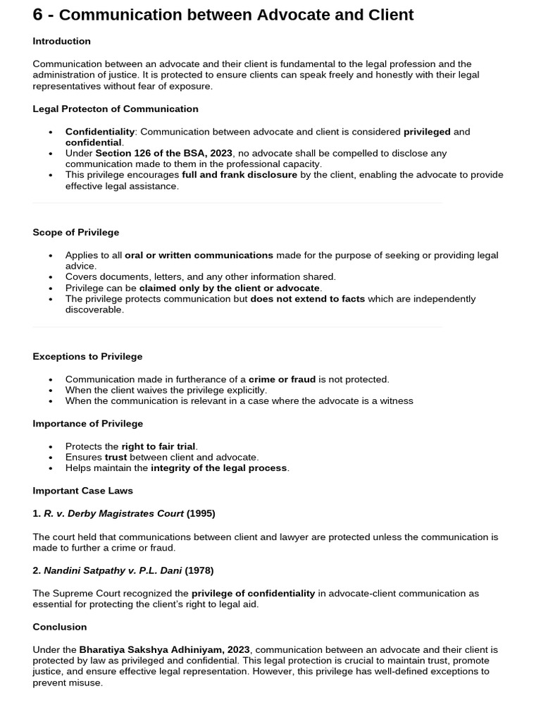 6 - Communication Between Advocate and Client | PDF