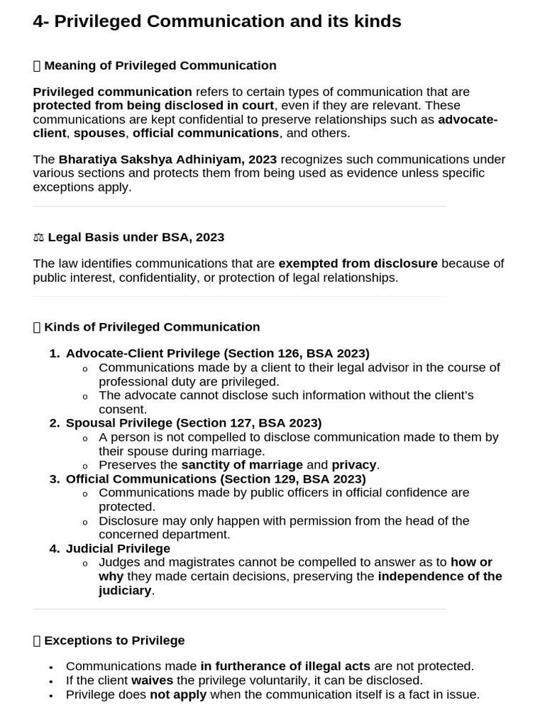 4 - Privileged Communication and Its Kinds | PDF | Confidentiality ...