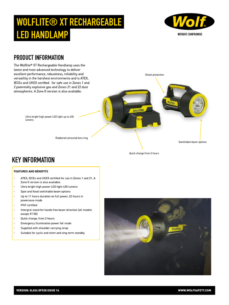AJ Wolflite XT Rechargeable Handlamp | PDF | Electromagnetic Radiation ...