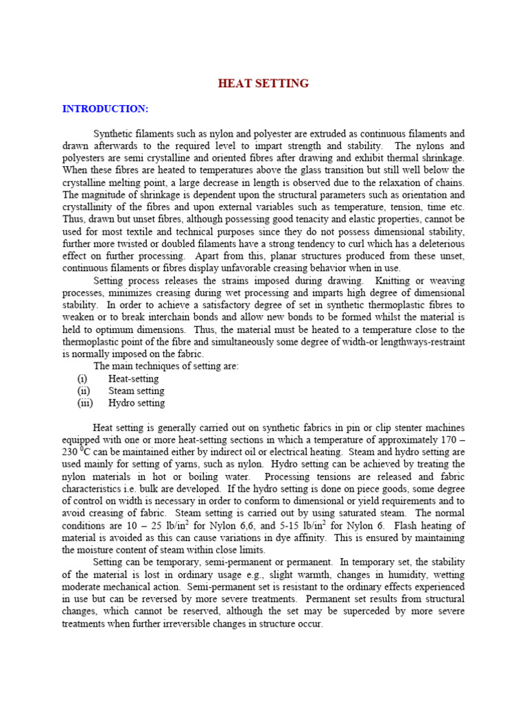 Textile Fabric Heat-setting | PDF | Textiles | Yarn