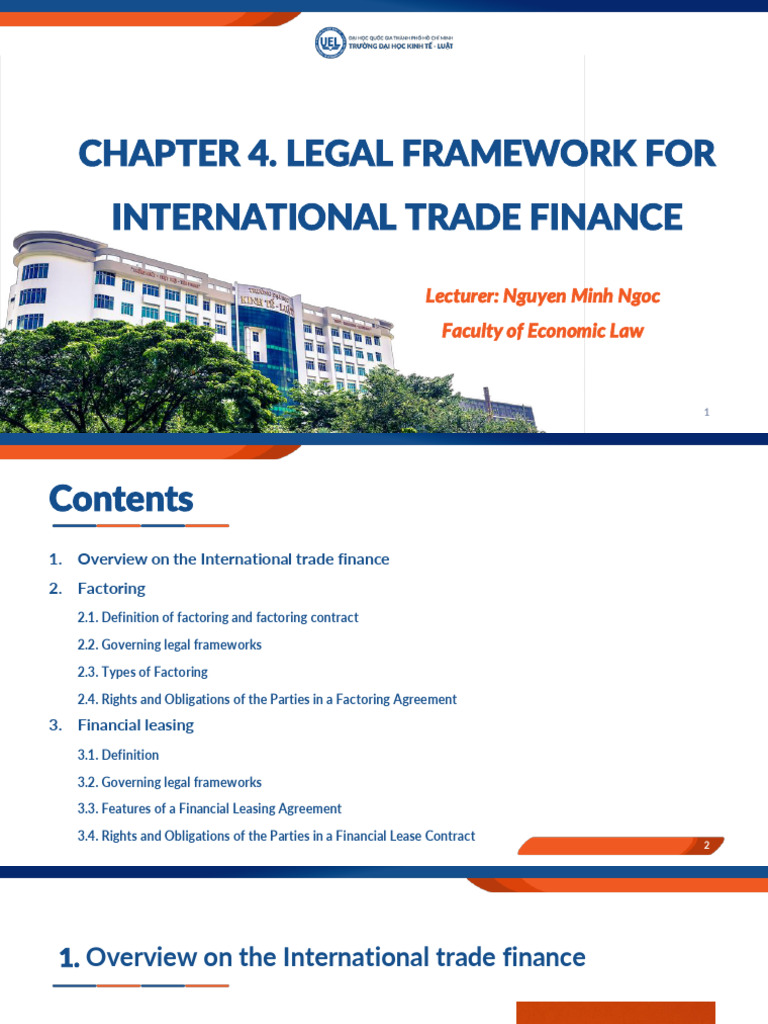 Chapter v. Legal Frameowrks For International Trade Finance | PDF | Factoring (Finance) | Lease