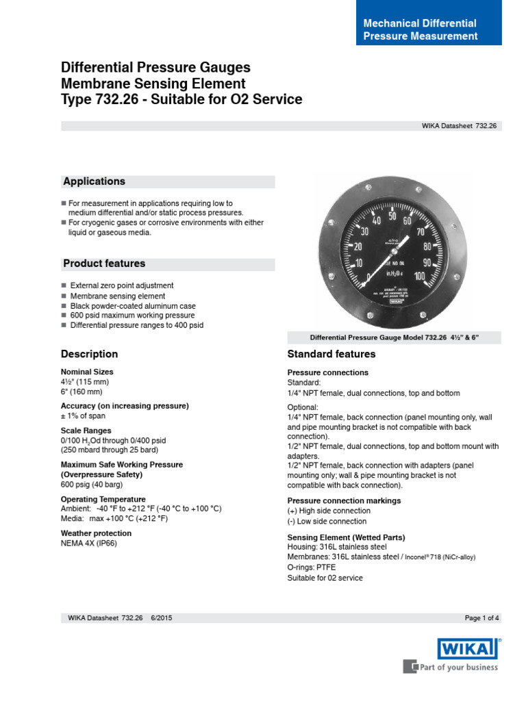 DS PM732 26 en Us 16015 | PDF | Pressure Measurement | Pipe (Fluid Conveyance)
