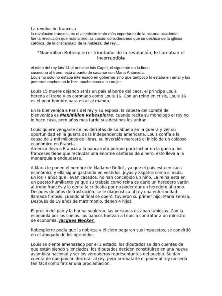 La Revolución Francesa | PDF | Maximilien Robespierre | Reino del terror