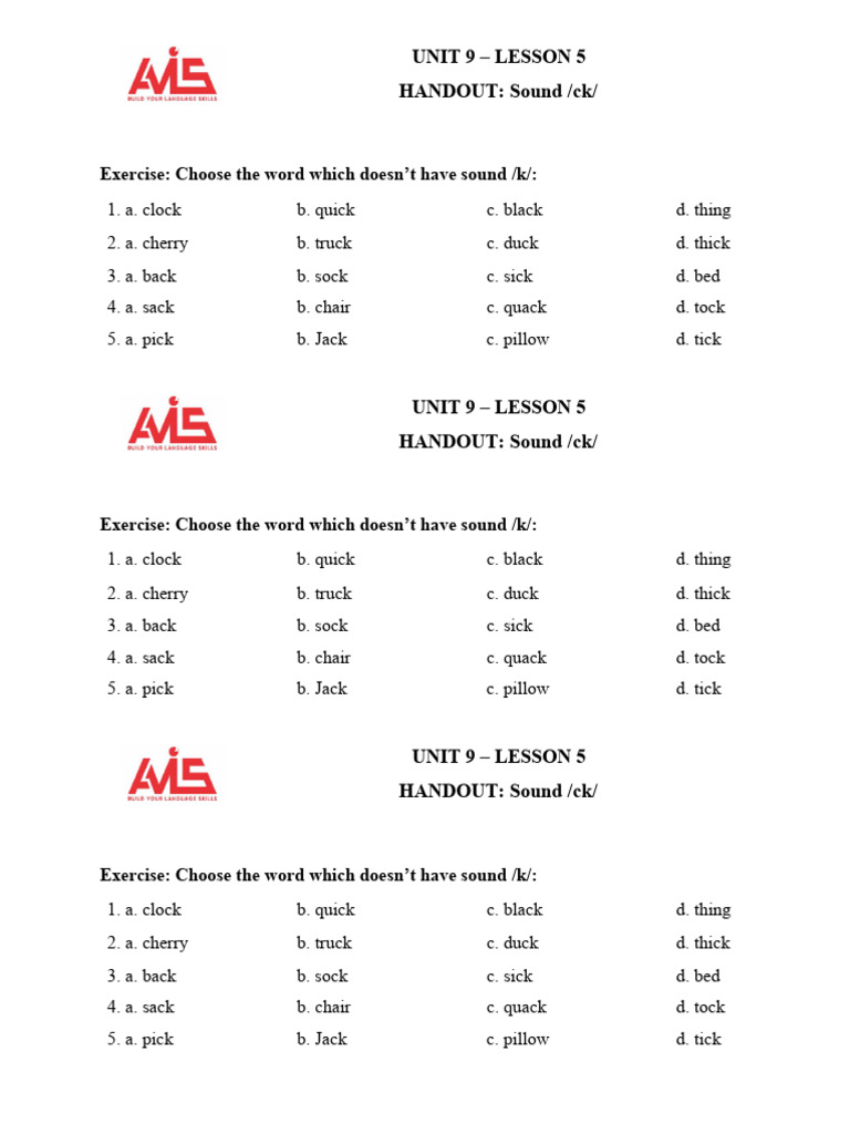 Handout - Aca 1 - Unit 9 - Lesson 5 | PDF