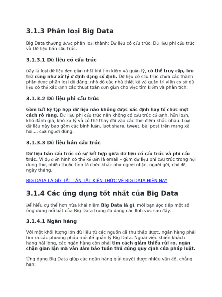3.1.3 Phân Lo I Big Data: 3.1.3.1 D Li U Có C U Trúc | PDF