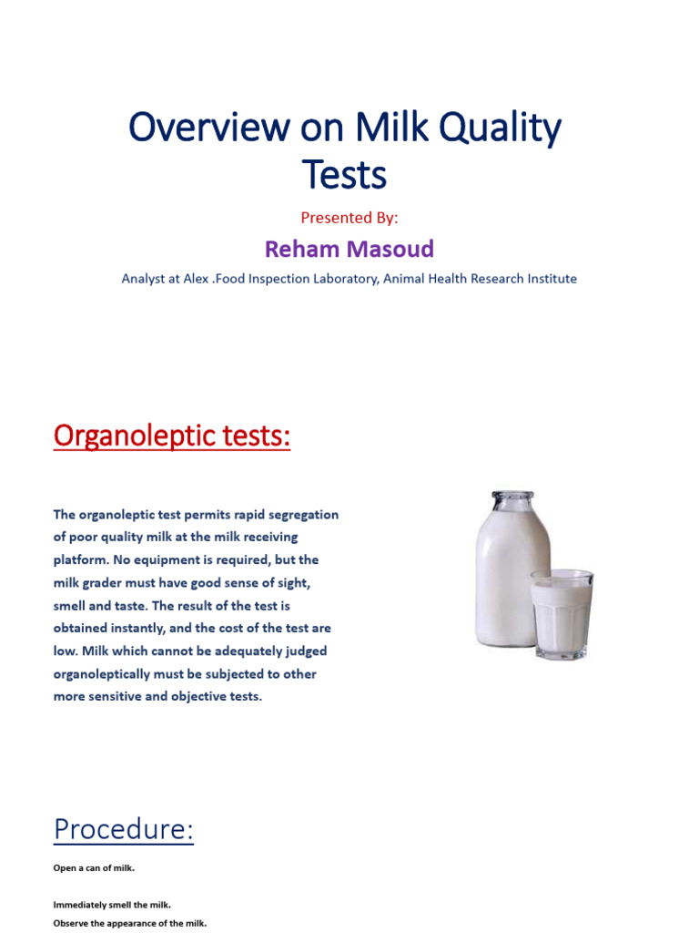 Organoleptic Milk Quality Testing Guide | PDF | Milk