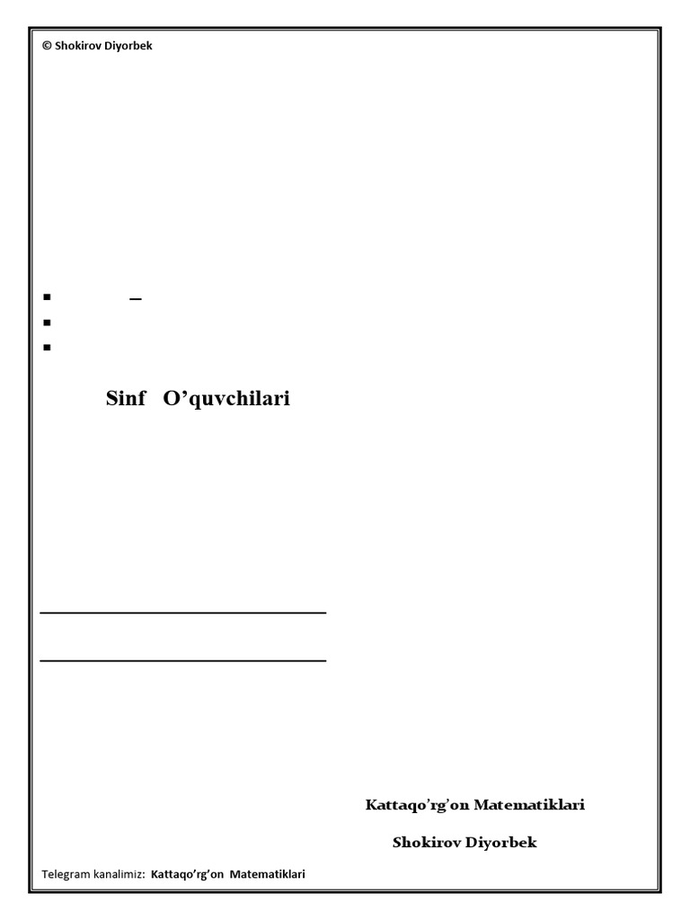 Matematik Majburiy Blok Testlari | PDF