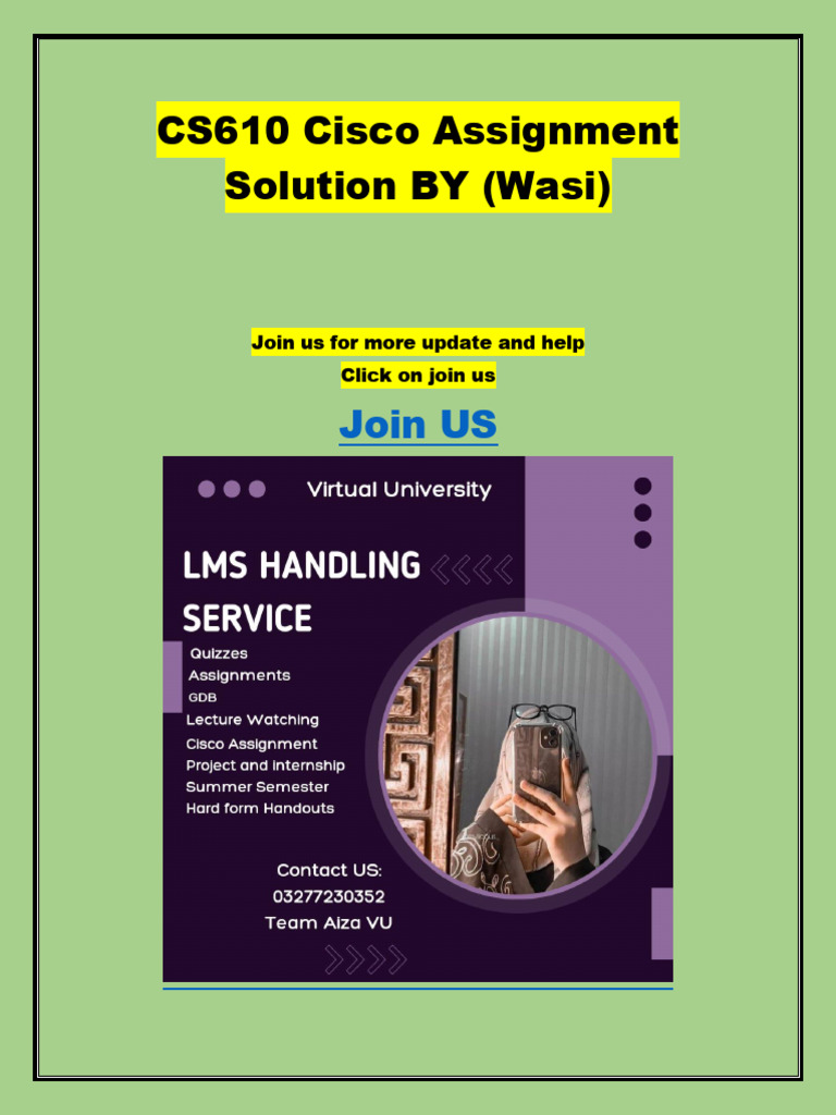 CS610 Cisco Assignment Solution by (Wasi) | PDF