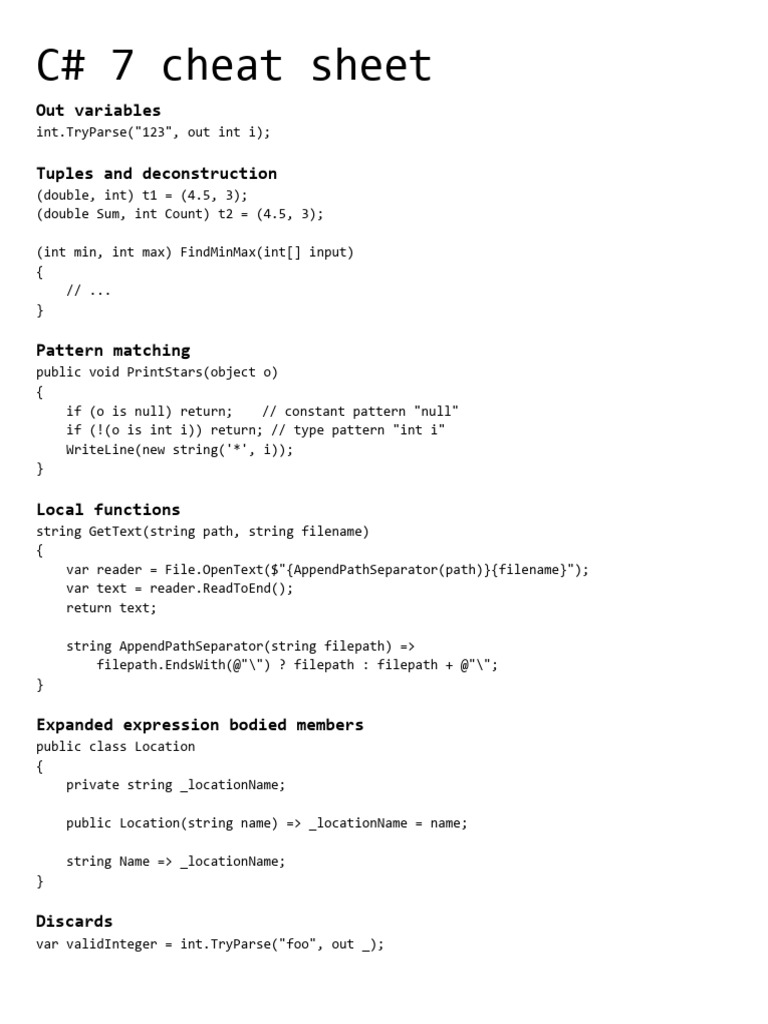 Cs 7 Cheat Sheet | PDF