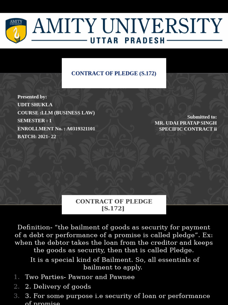 Udit Shukla - (BL) Specific Contracts 2 - 1101 | PDF | Debt | Loans