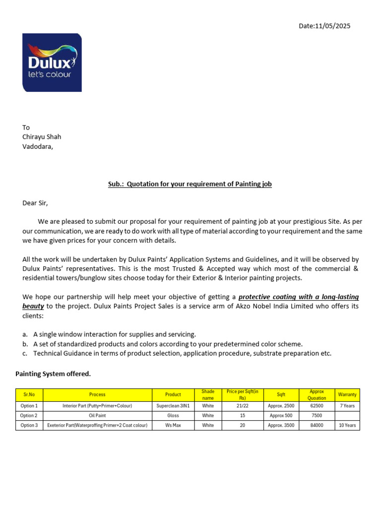 Quotation For Painting Process | PDF | Paint