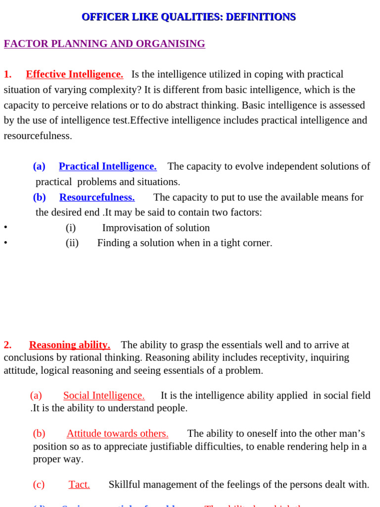 Officer Like Qualities Explained | PDF | Intelligence | Reason