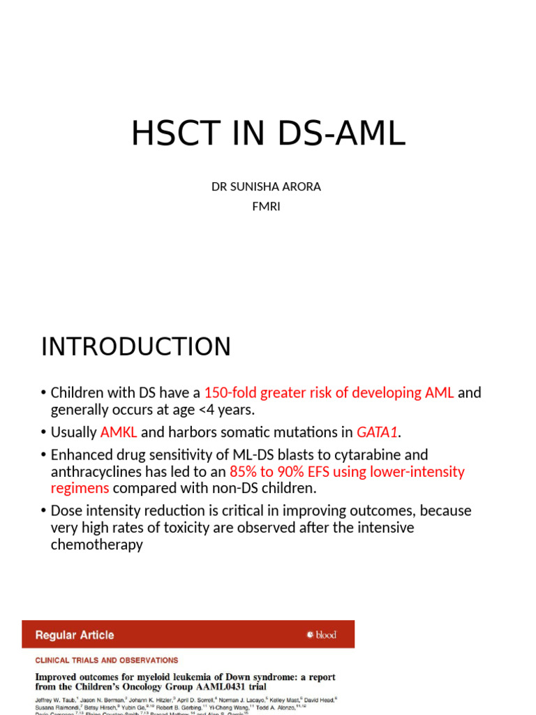 Transplant in Ds-Aml | PDF | Diseases And Disorders | Medical Specialties