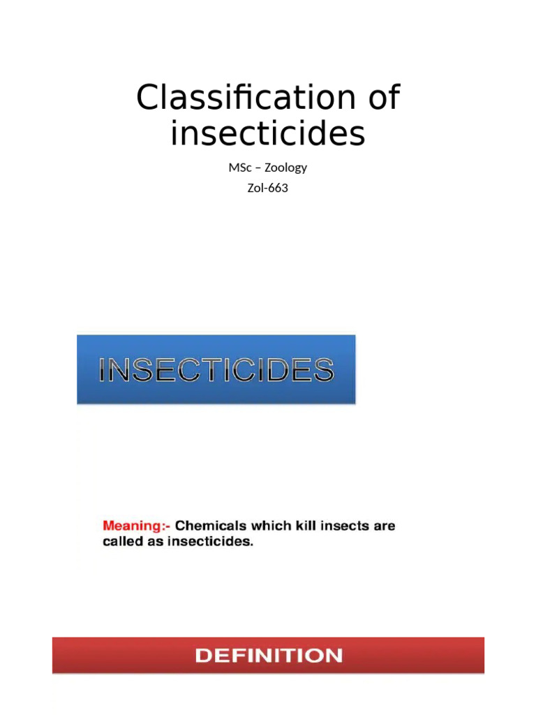 Classification of Insecticides | PDF
