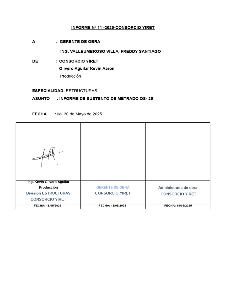 Informe N°11 Os-25 Valo1 Brayan Condori | PDF