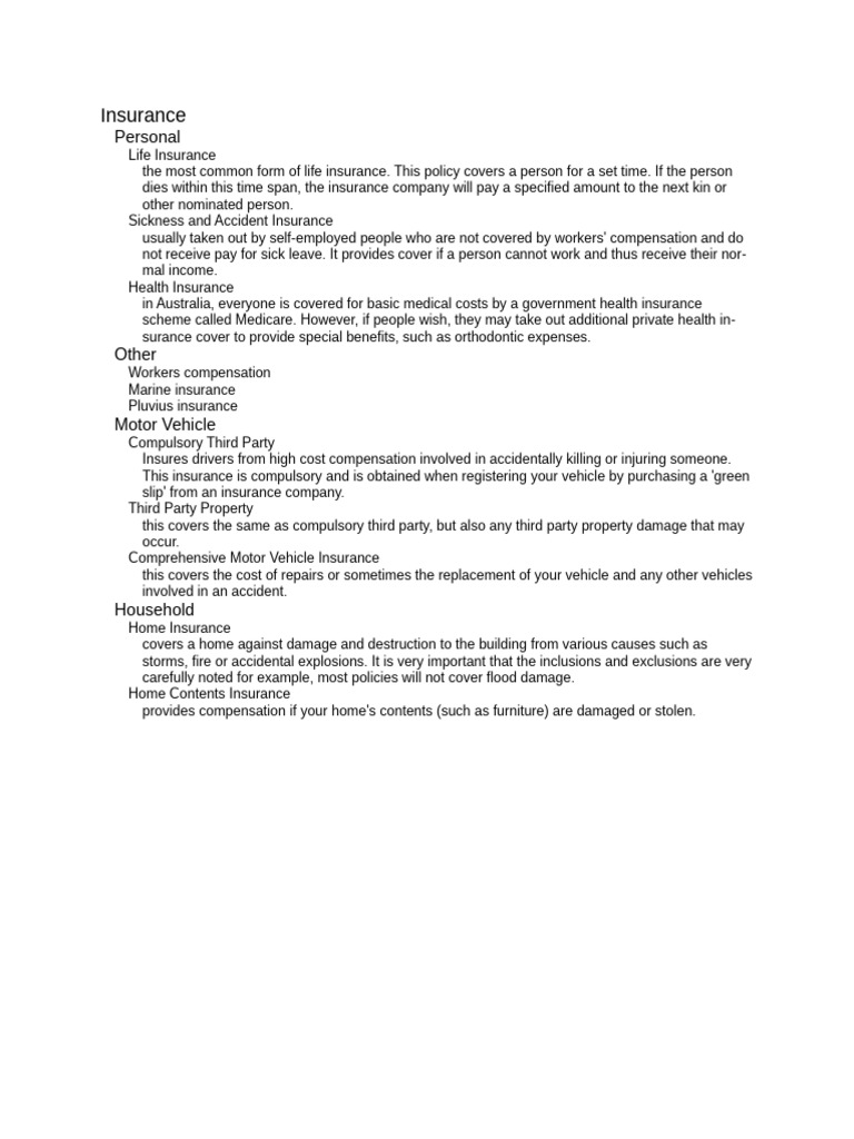 Overview of Insurance Types | PDF