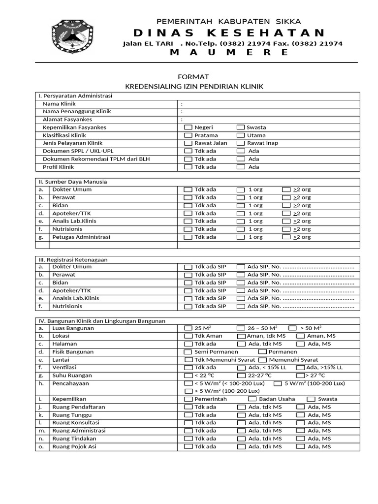 Form Visitasi Klinik Baru | PDF