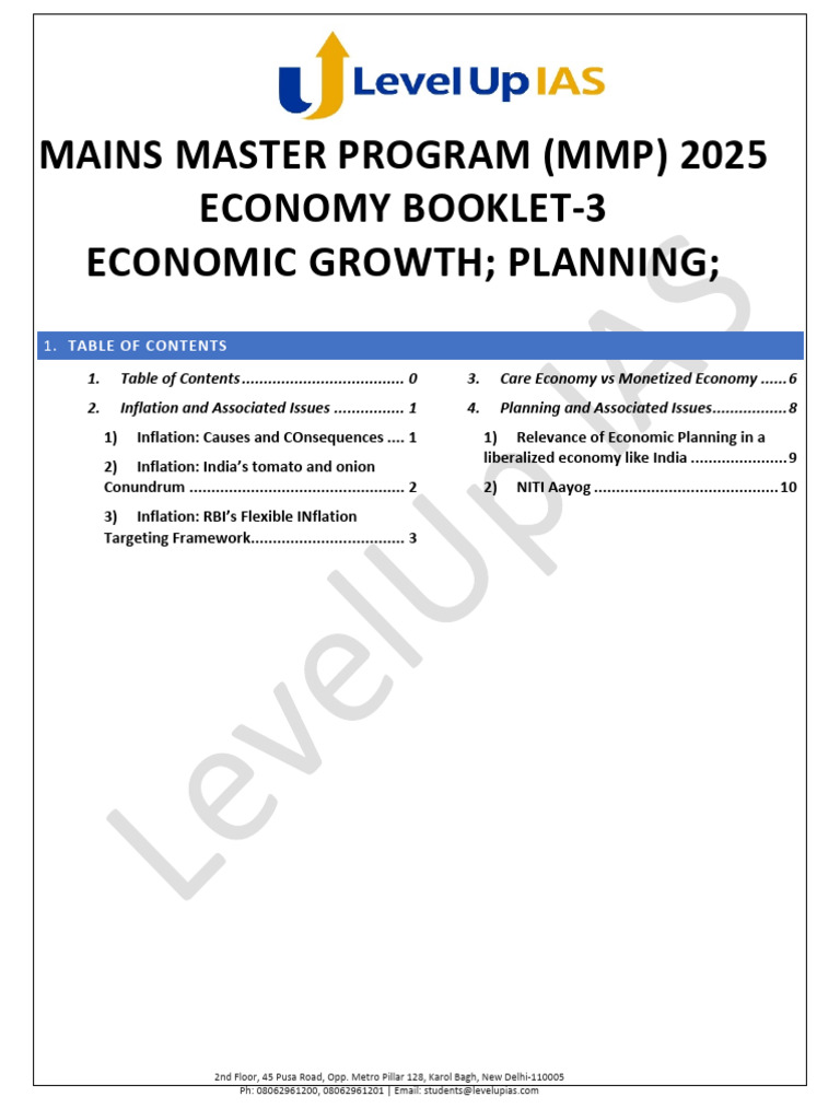 Economic Growth Planning : Mains Master Program (MMP) 2025 Economy ...