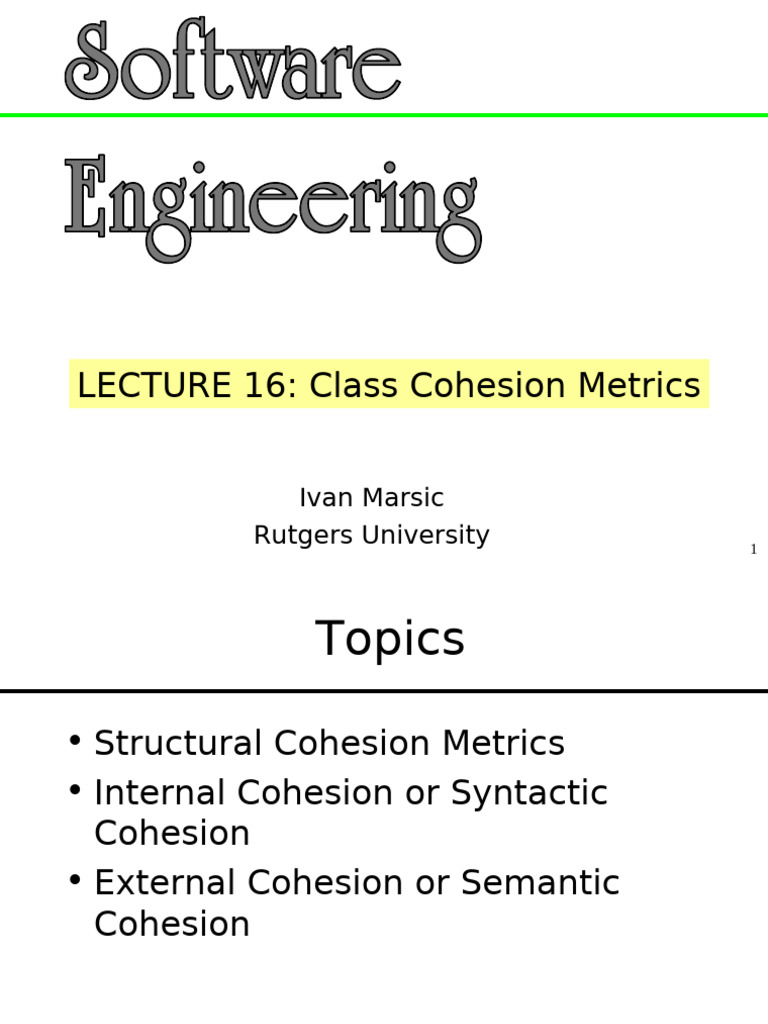Lec-16 Metrics-Cohesion | PDF | Modular Programming | Semantics