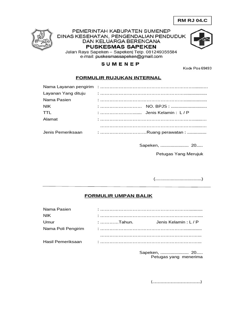 RM RJ 04.c Formulir Rujukan Internal | PDF
