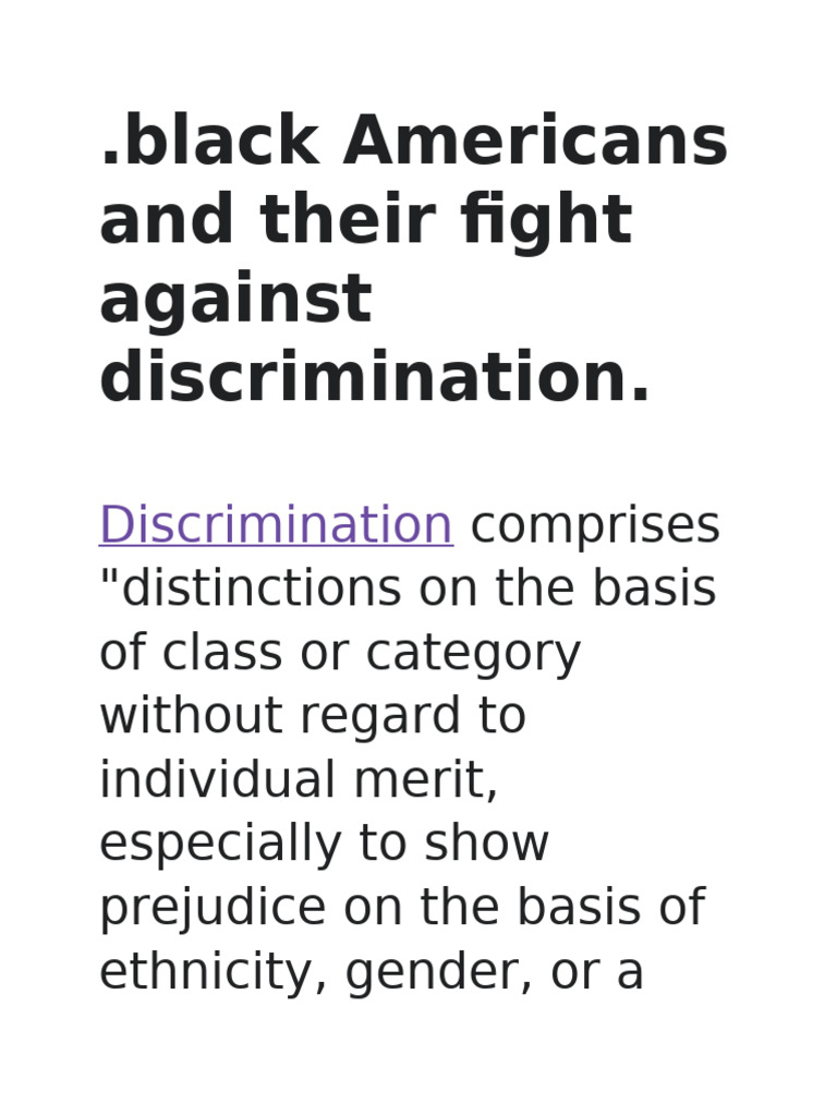Black Americans' Fight Against Discrimination | PDF | Discrimination ...