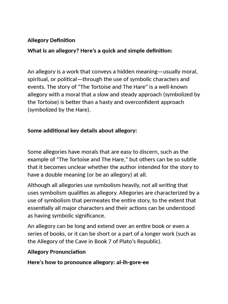 ALLEGORY_-CHARACTERISTICS (1) | PDF | Allegory | Parable