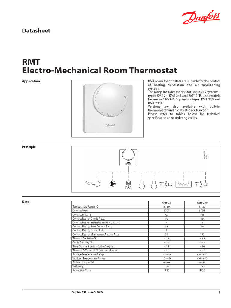 Danfoss 087n110000 Datasheet | PDF | Thermostat | Electromechanical Engineering