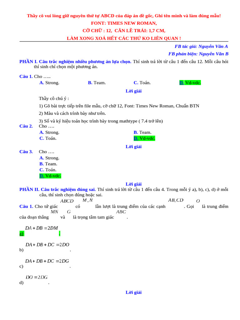 File Mẫu - Word Hoá Bộ Đề Toán Pld | PDF