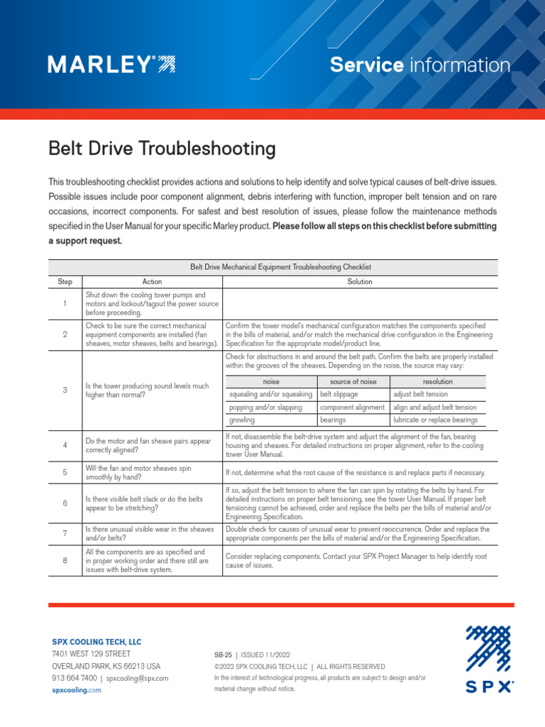 Belt Drive Troubleshooting SB 25 | PDF | Belt (Mechanical) | Mechanical ...