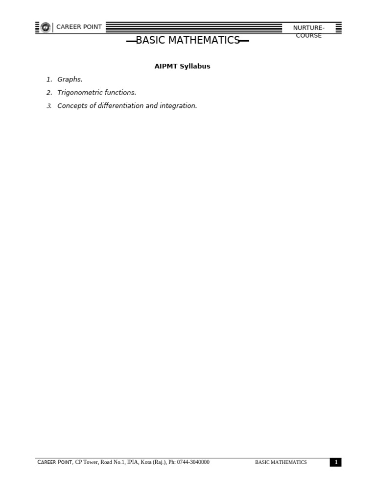 Basic Mathematics (CP) (E) | PDF | Trigonometric Functions | Area