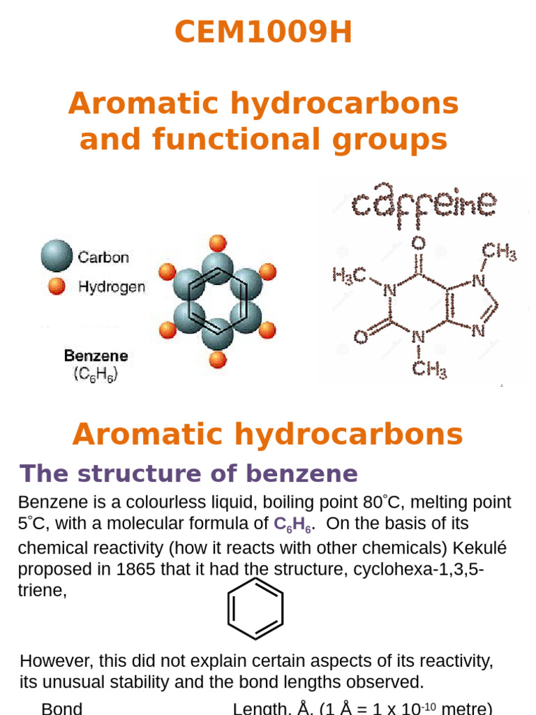 2 CEM1009H Aromatic Hydrocarbons and Functional Groups | PDF ...