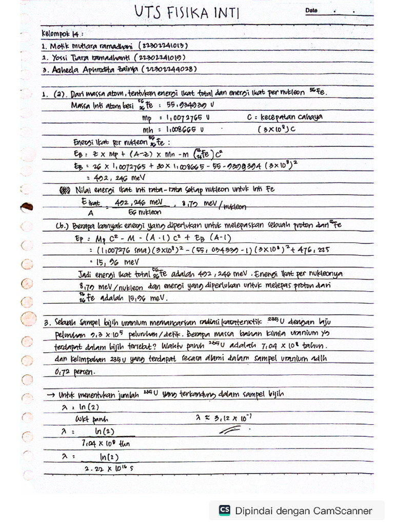 Uts Fisika Inti - Kelompok 14 | PDF