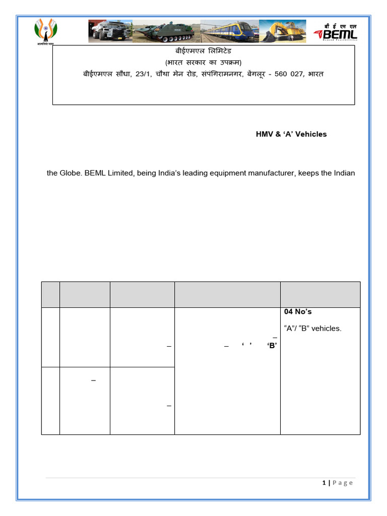 BEML Advertisement JCO - NCO - Armoured | PDF