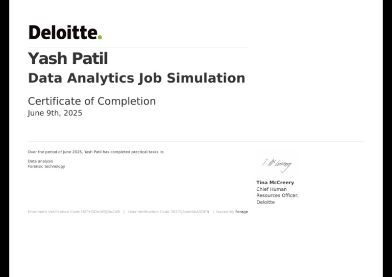 Deloitte Data Analytics Certificate Completion | PDF