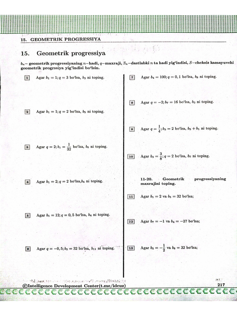 15-Dars Geometrik Progressiya | PDF