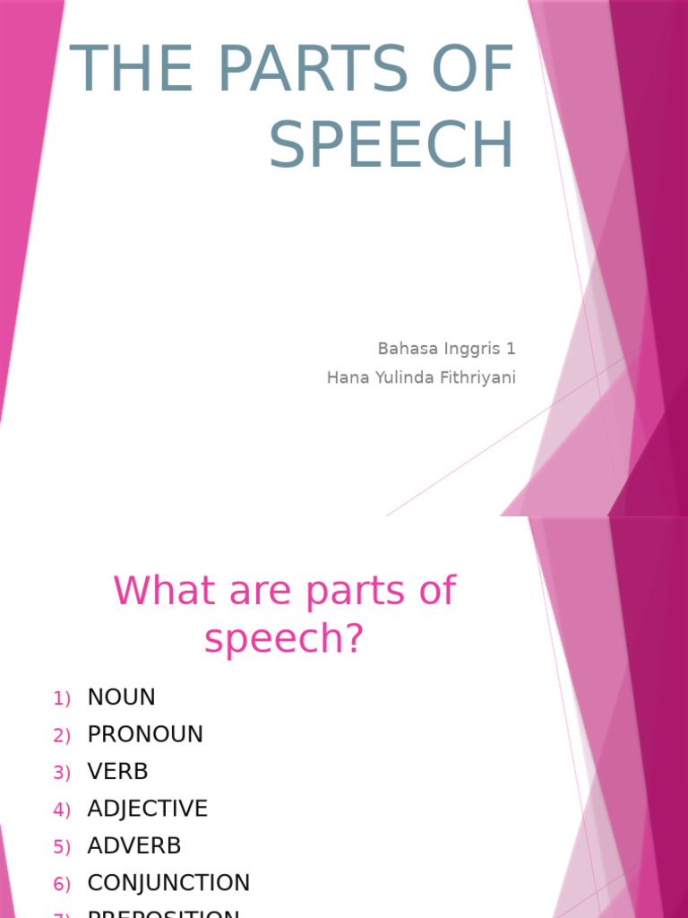 Materi Bahasa Inggris 2A CHAPTER 3 THE PARTS OF SPEECH | PDF | Verb ...