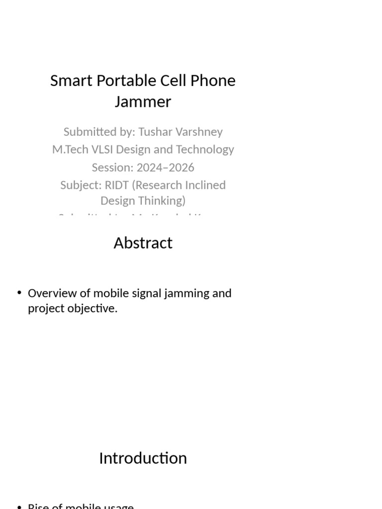 Smart Portable Jammer Presentation | PDF