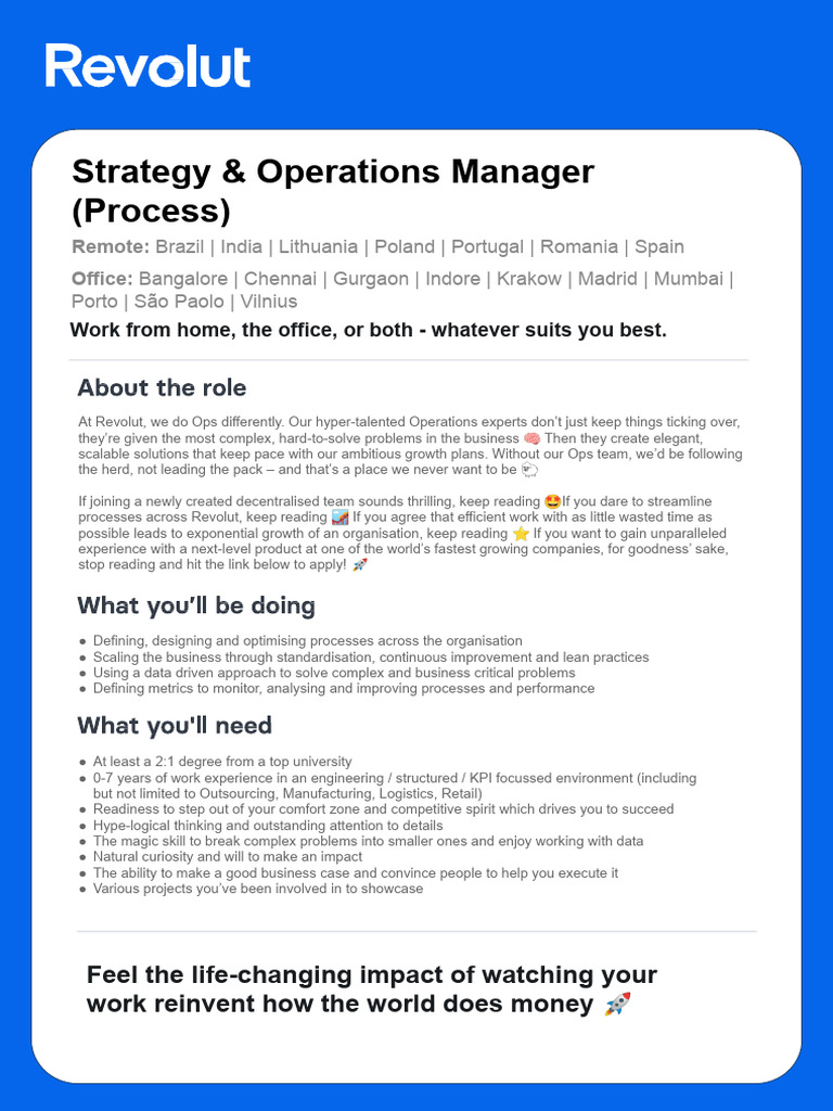 Strategy & Operations Manager (Process) - 2 | PDF