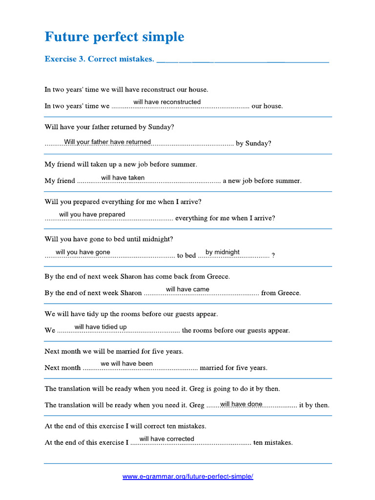 Future Perfect Task 2 | PDF