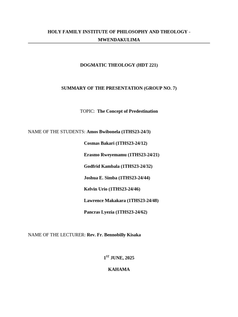 Understanding Predestination Concepts | PDF | Predestination | Grace In ...