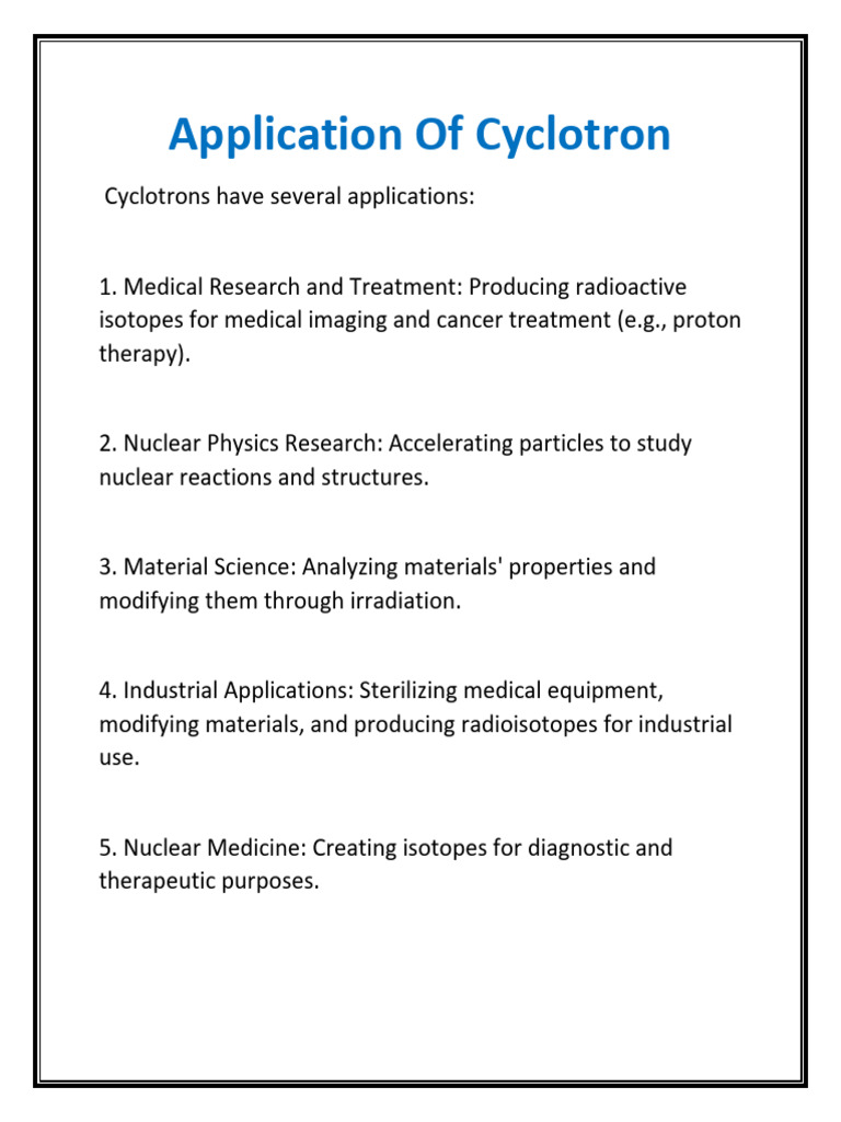 Application of Cyclotron | PDF