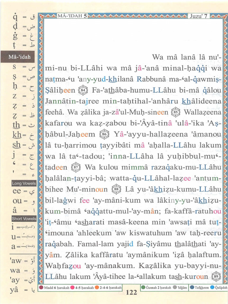 The Holy Quran Transliteration Juz 7 | PDF